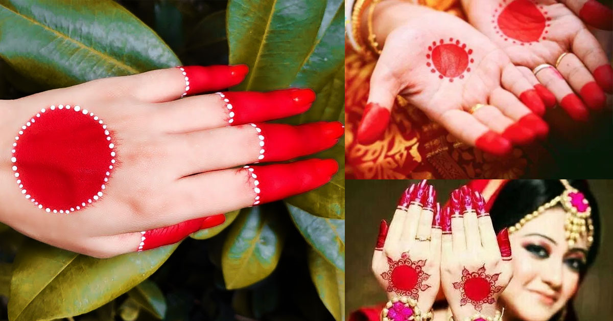 বাঙালি কনের হাতে আলতার নক্সা বা ডিজাইন - DusBus